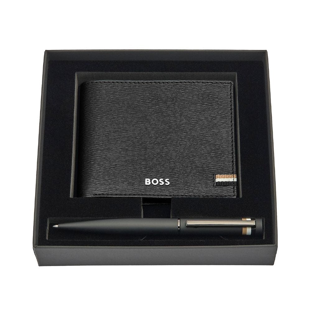 Hugo Boss Set Black Ballpoint Pen & Leather Wallet – Style & Swagger